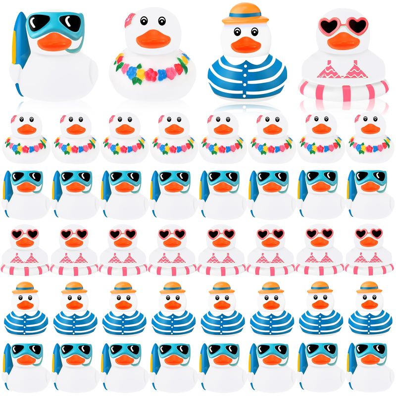 Honoson 48 Pcs Beach Rubber Duckies Mini Rubber Duck Bath Toys Float ...