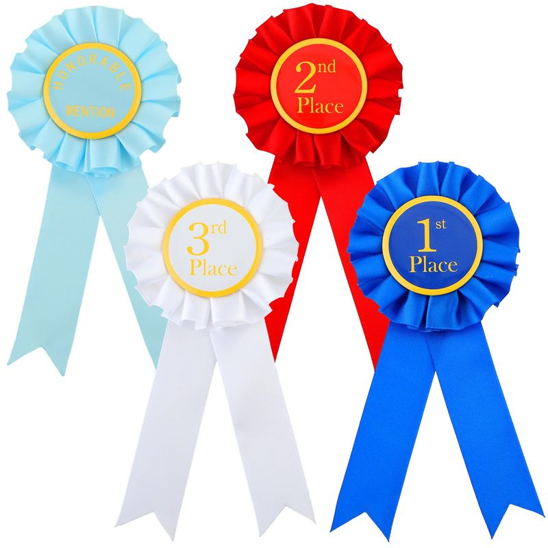 DSLSQD 4 Pieces Award Ribbon Rosette Set, Prize 1st, 2nd, 3rd Place and ...