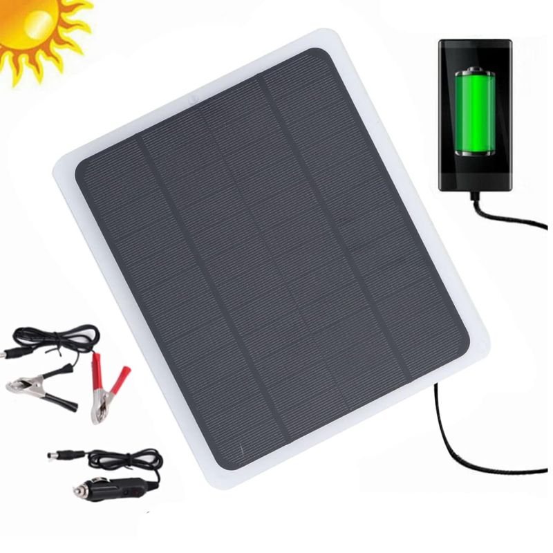 Nimomo Portable Solar Panel Trickle Charging Kit, 20W 12V Solar Car Battery Charger Maintainer ...