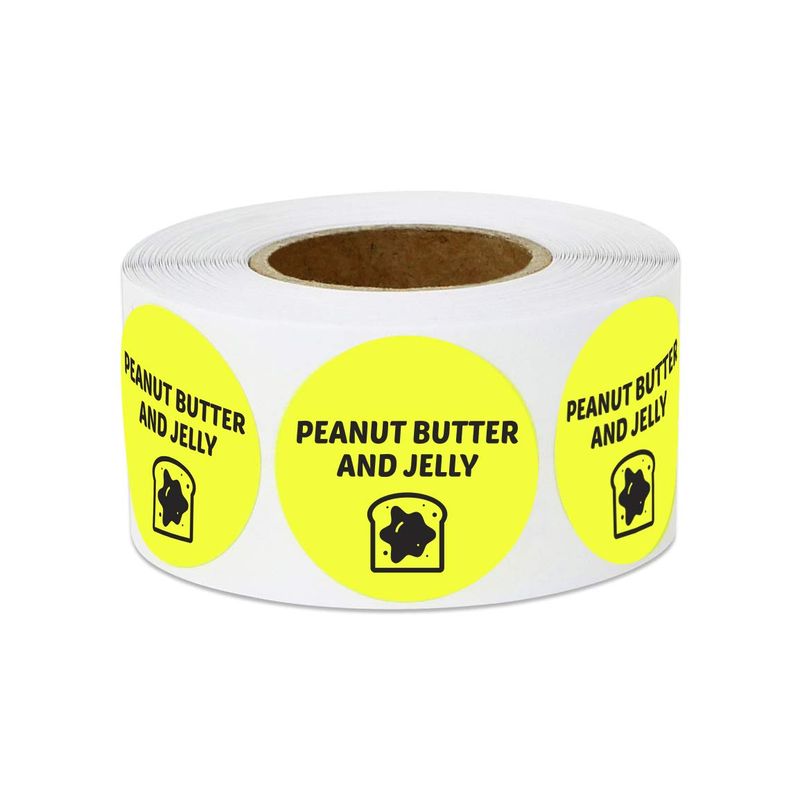 Peanut Butter and Jelly Sticker Label - Bright Yellow Food Label for ...