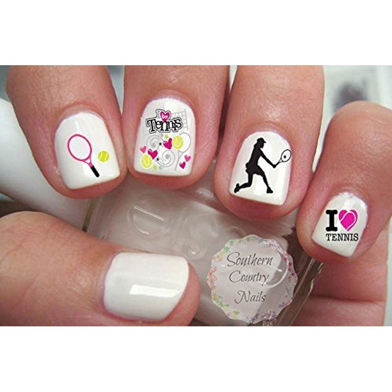 40 Sports Tennis Pink Nail Art Designs Decals - Online Marketplace ...