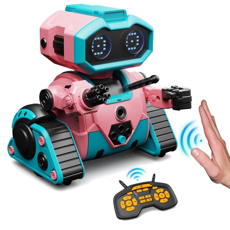 DWIRCTOYS Girls Robot Toy,Rechargeable RC Robots for Kids with Programmable, Auto-Demonstration ...