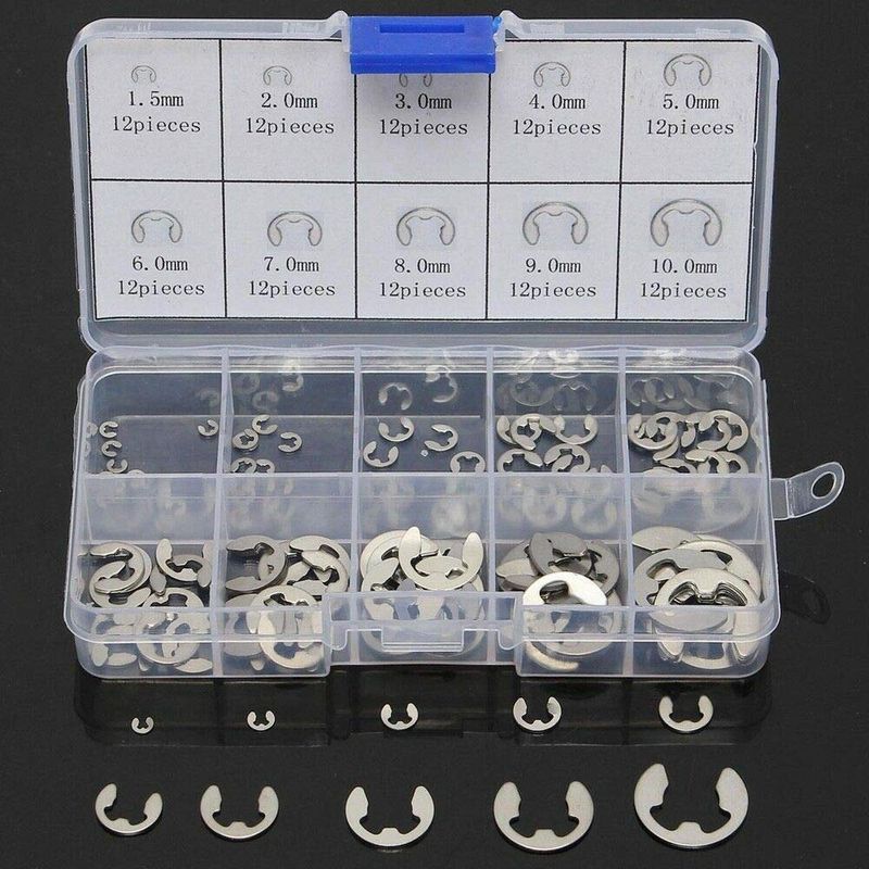 120 Pcs E-Clip E Snap Ring 304 Stainless Steel Retaining Snap Ring ...