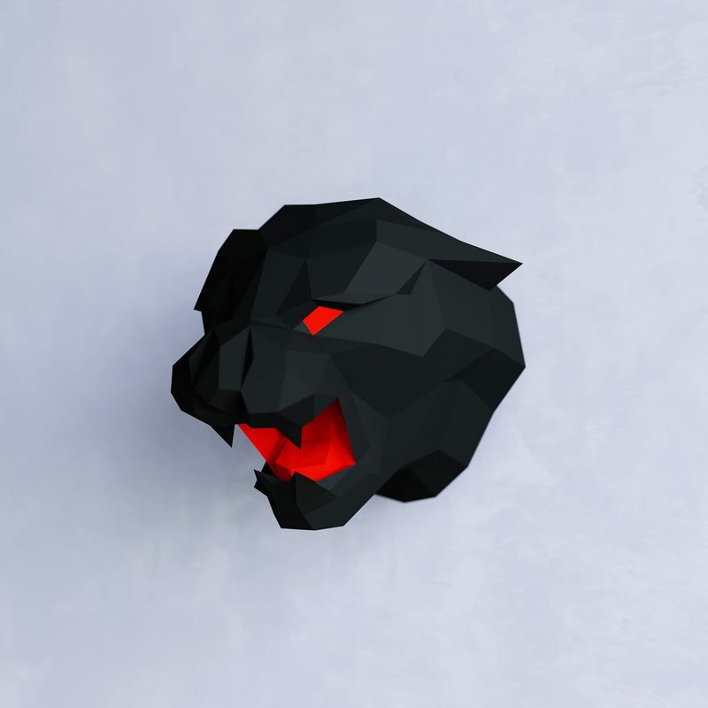Yona DIY Black Panther Head Papercraft kit, Abstract Low Poly Animal ...