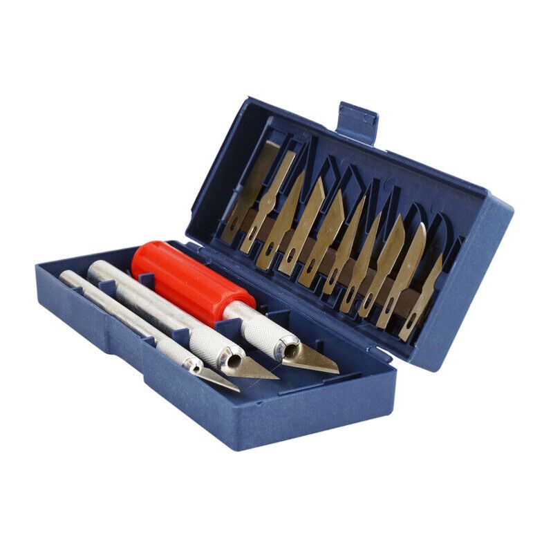 16pc Craft Hobby Razor Knife Set with Aluminum Collet Chucks & Cutting ...