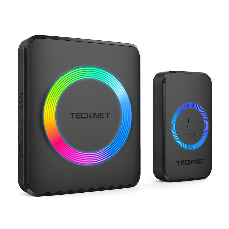 TECKNET Wireless Doorbell with 2 Plug-In Receivers, IP65 Waterproof ...