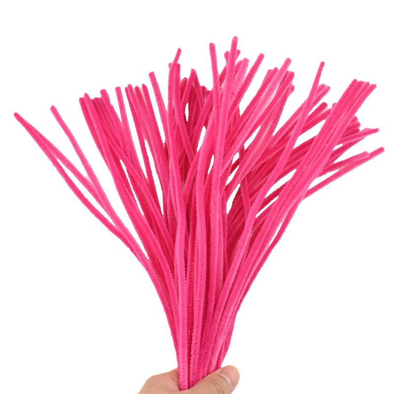 HAHIYO 12inches*6mm Rose Pink 70PCs Pipe Cleaner Craft Chenille Stem ...