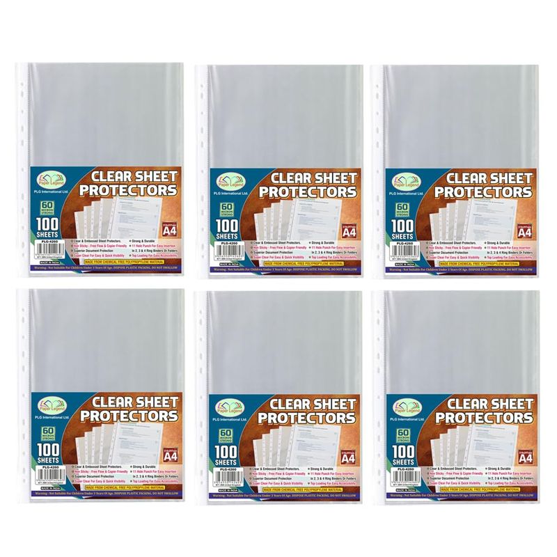 Eason Bros - 60 Micron A4 Punched Pockets, Clear Polypropylene Top ...