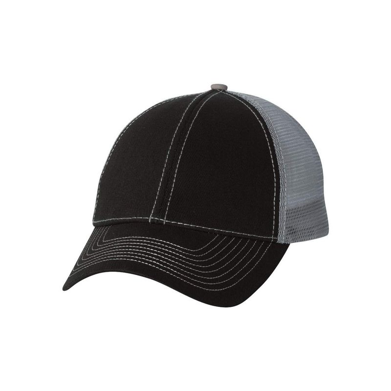Mega Cap Contrast Stitch Trucker Cap One Size Black/ Grey - EveryMarket