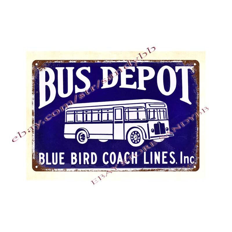 Blue Bird Coach Lines Bus Depot metal tin sign reproductions for ...