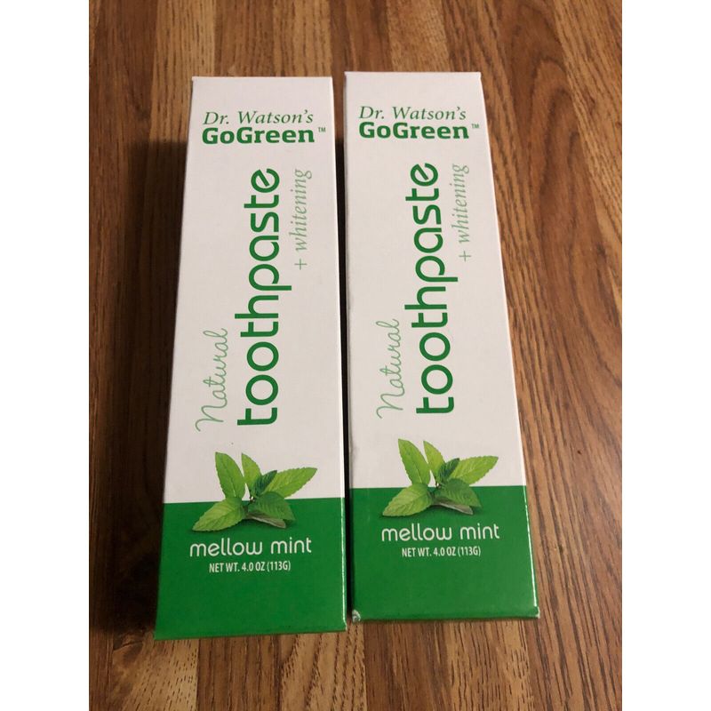 (2) Two Dr. Watson GoGreen Natural Toothpaste Whitening Mellow Mint 4.0 ...