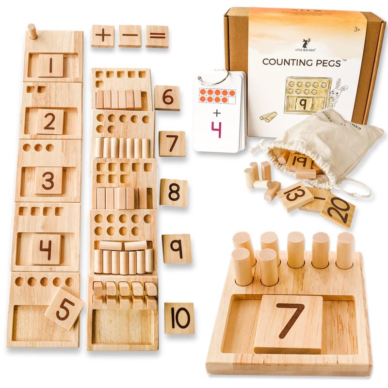 LITTLE BUD KIDS Counting Pegs - A Ten Frame Math Game with Addition and ...