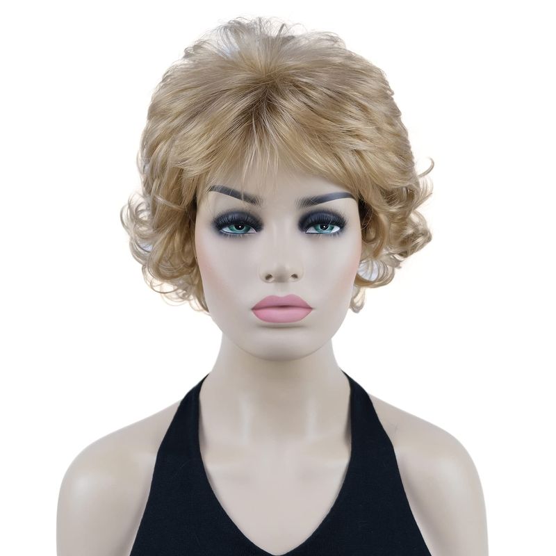 Lydell 8" Short Curly Women Wigs Soft Shaggy Layered Classic Cap Full ...