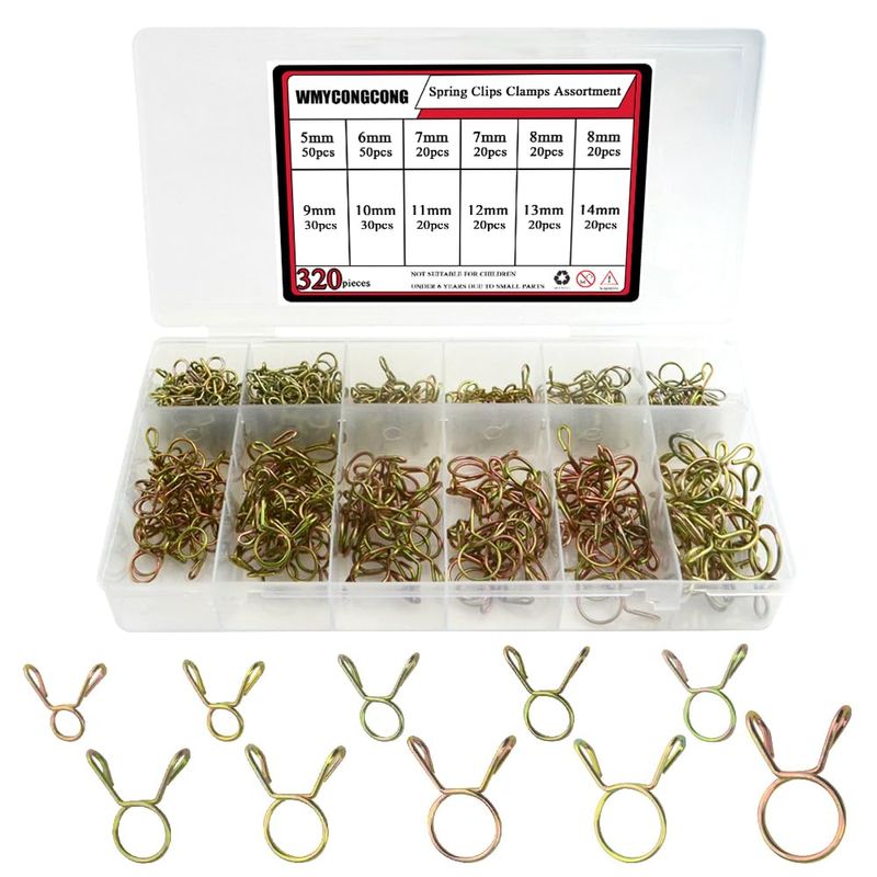 WMYCONGCONG 320 PCS Fuel Line Hose Clip Water Pipe Tubing Spring Clips ...
