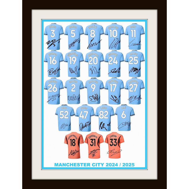 Manchester City 2024/2025 Team Signed/Autographed A4 Print. 29.7cm x ...