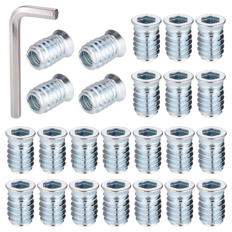 Zocipro 100Pcs Threaded Inserts for Wood, M6 x 15mm Zinc Alloy Threaded ...