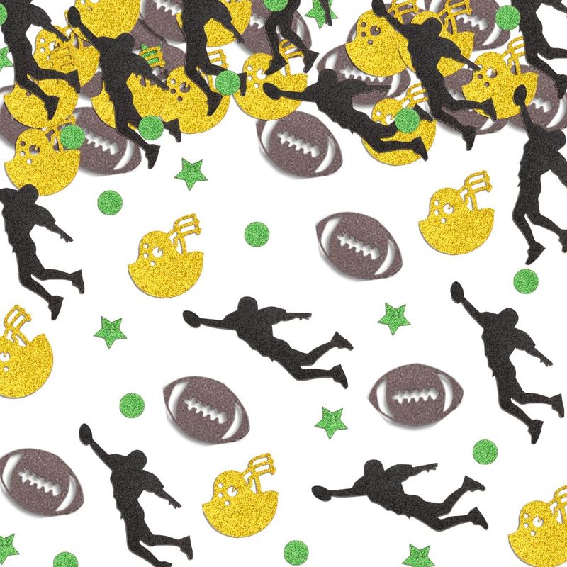 200 Pieces American Football Confetti Gold Brown Black Green Stars ...