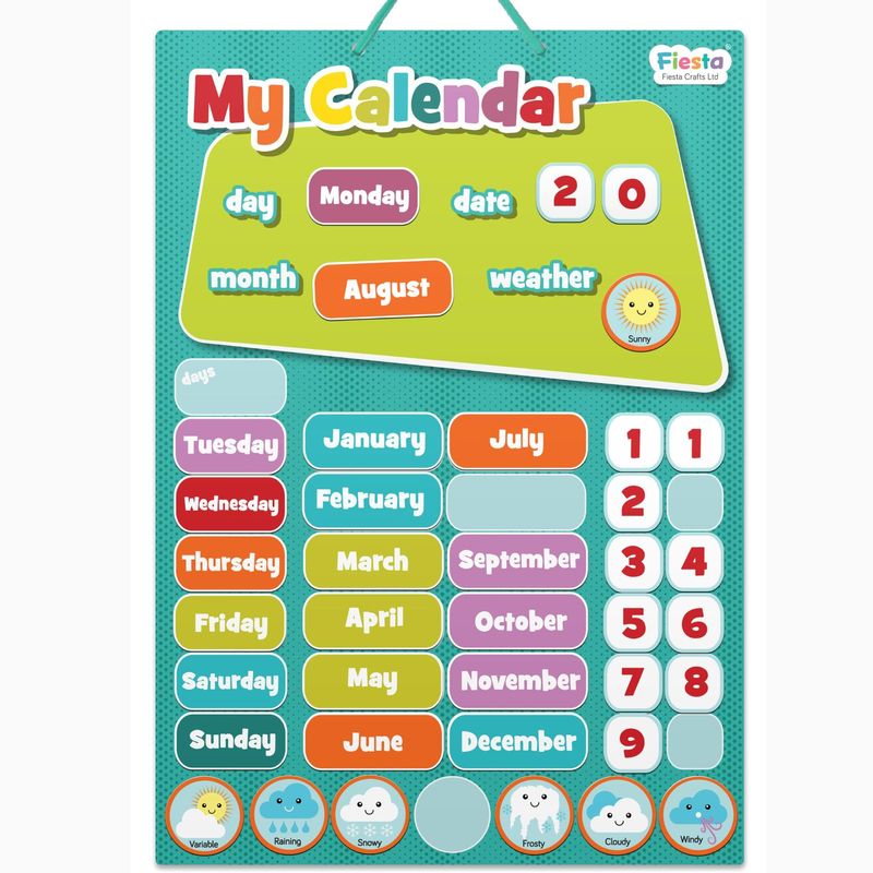 Magnetic Calendar for Kids (T2399) by Fiesta Crafts - Educational Chart ...