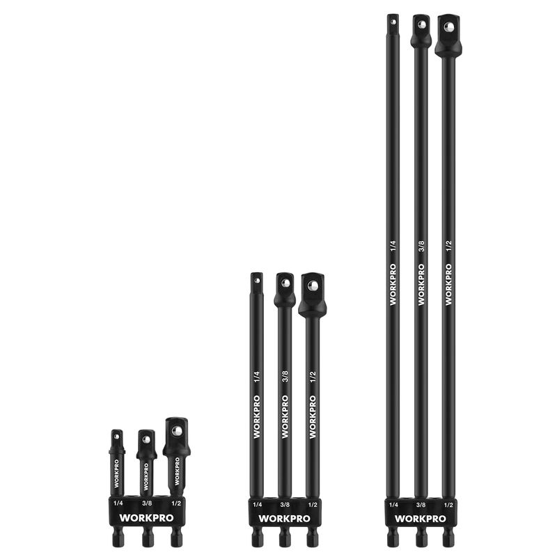 WORKPRO 9-Piece Socket Adapter Extension Set, 1/4, 3/8, 1/2-Inch Drive ...
