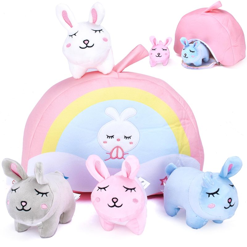 PixieCrush Premium Bunny Plush Toy Set of 5 - Vibrant, Durable ...