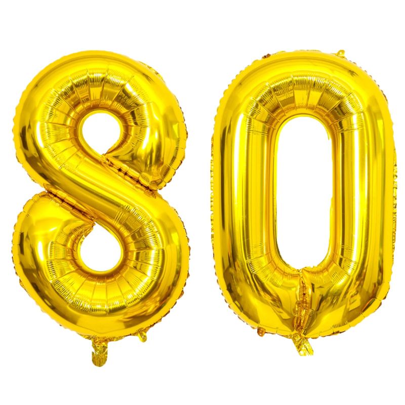 40 Inch Gold 80 Number Balloons, Giant Jumbo Helium Mylar Foil Gold ...