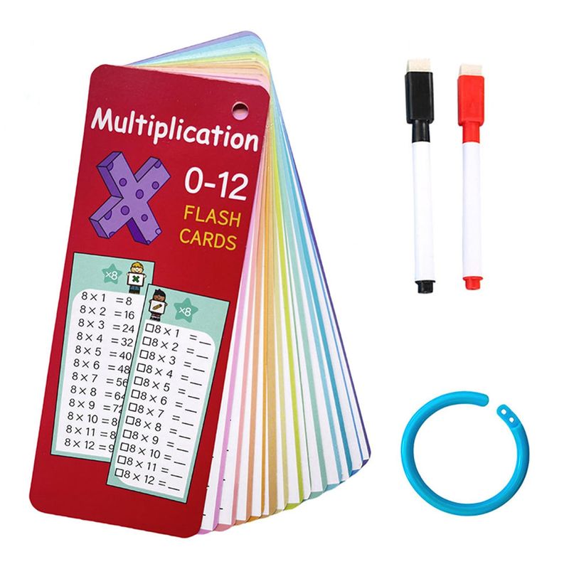 14 Pcs Multiplication Flash Cards Math Flashcards with 2 Dry Erase Pens ...