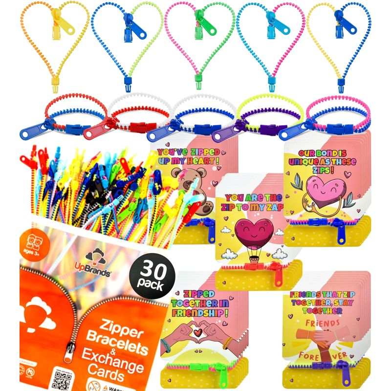 UpBrands 30 Valentine's Day Cards for Kids School & Fidget Zipper ...