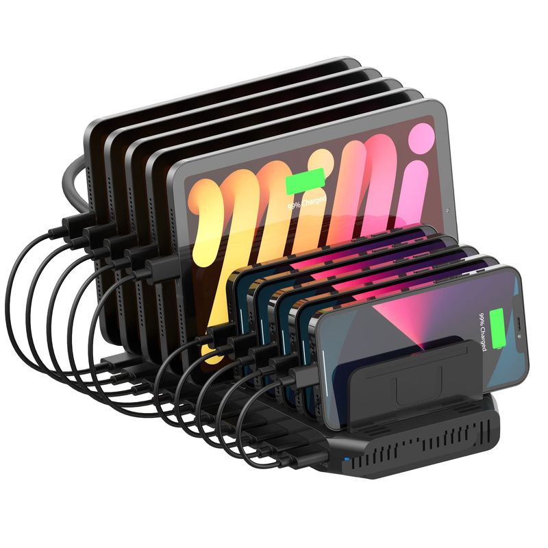 Alxum USB Charging Station, 60 W, 10 Ports, IPad, Charging Stand, QC 3. ...