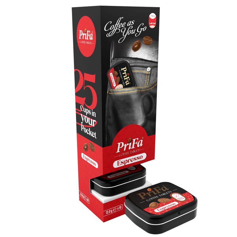 Prifa Coffee Tablets, Pocket Coffee Espresso to Go - Unsweetened Real ...