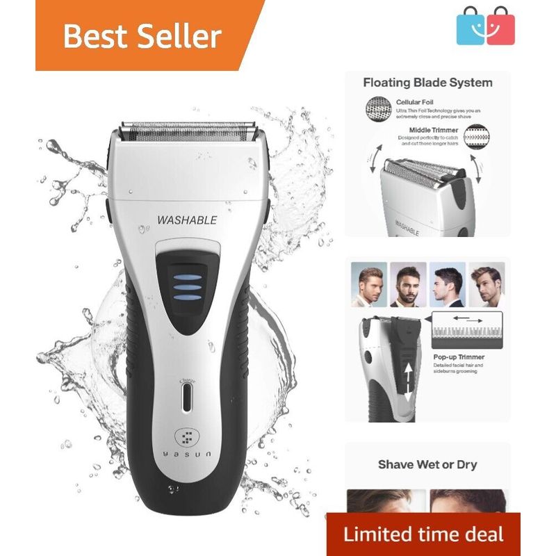 Men's Rechargeable Electric Razor with Pop-up Trimmer - Irritation Free ...