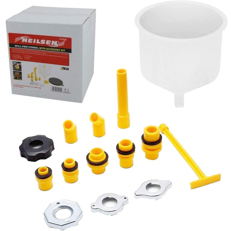 Spill Free Coolant Filling Funnel KIT 15Pcs Cooling System Accessories ...