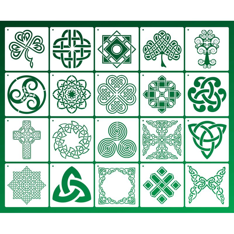20PCS Celtic Knot Stencils, Traditional Irish Designs, 6 X 6 Inch ...
