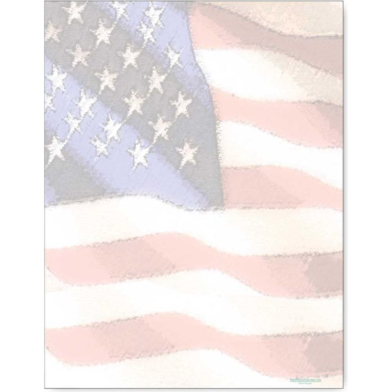 American Flag Stationery - 8.5 x 11-60 USA Letterhead Sheets ...