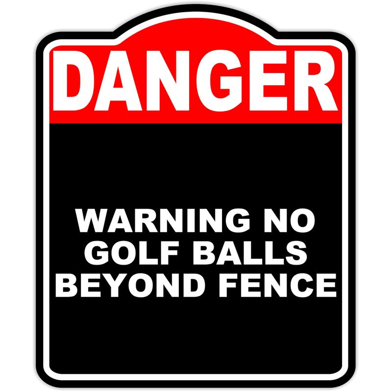 Warning No Golf Balls Beyond Fence Danger Red Black Aluminum Composite ...