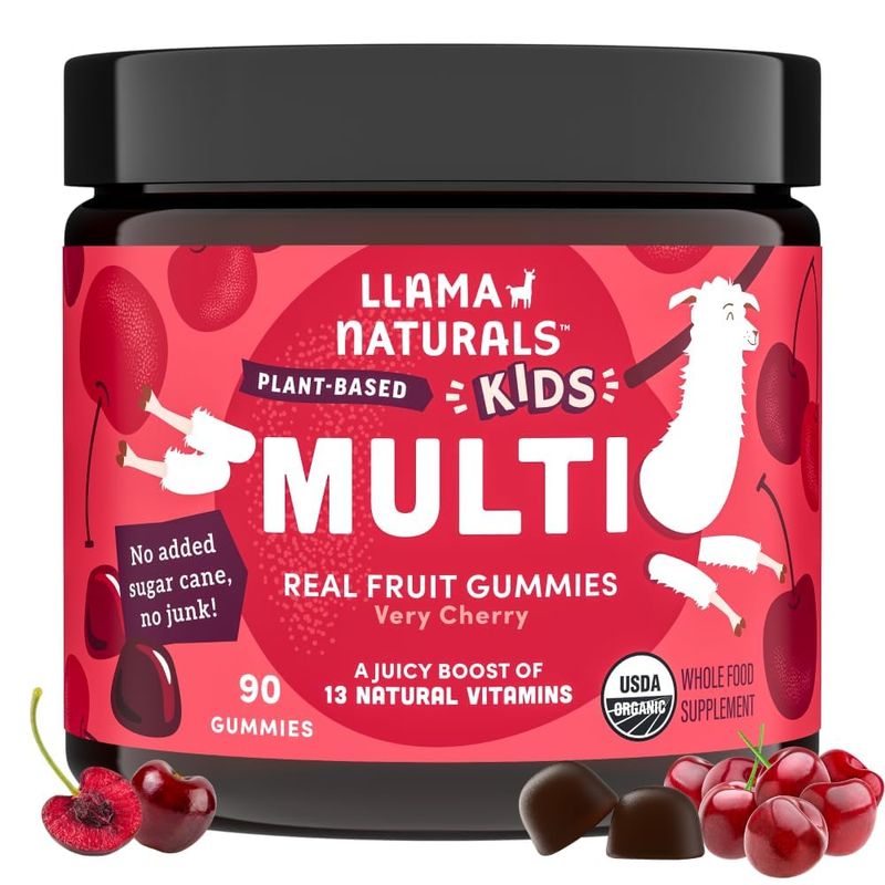Llama Naturals Real Fruit Gummy Vitamins for Kids, No Added Sugar Cane ...
