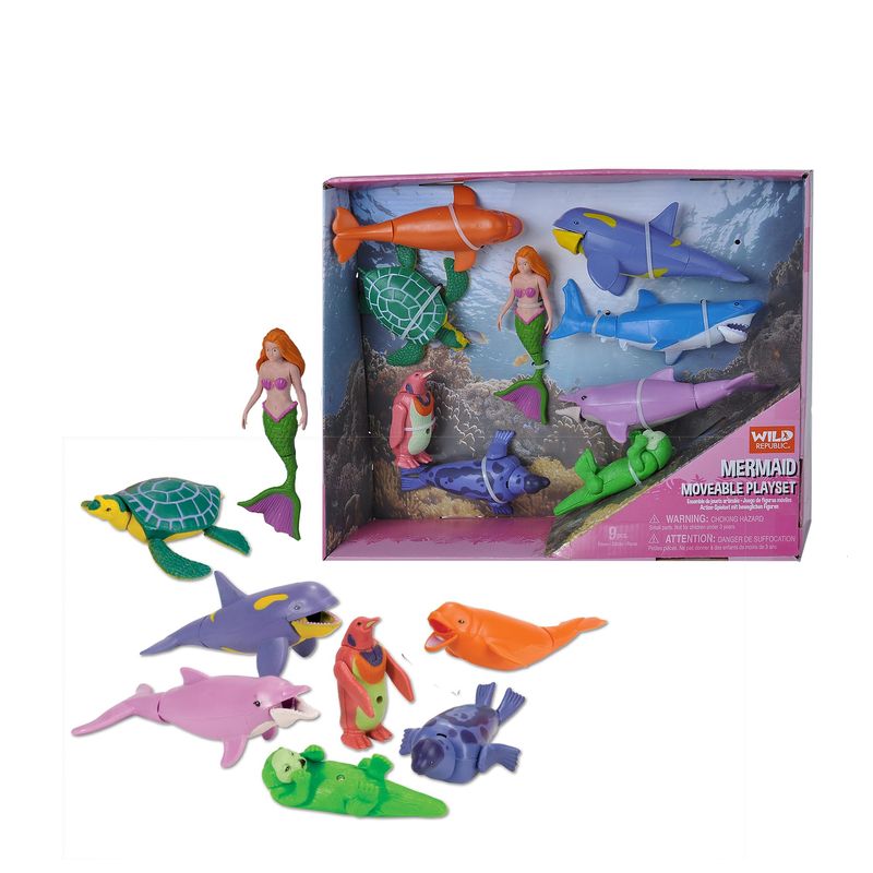 Wild Republic Mermaid Moveable Action Playset, Aquatic Animals, Kids ...