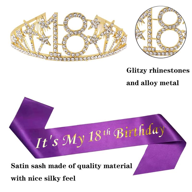 Happy 18th Birthday Tiara and Sash Gifts Crystal Rhinestone Princess ...