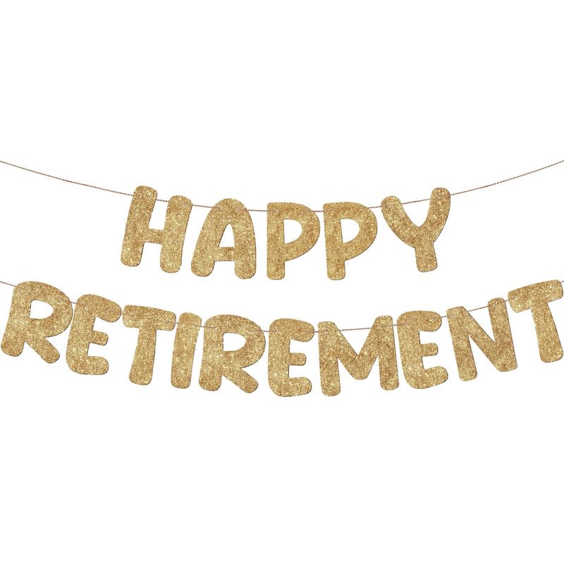Fulmoon Pre Strung Happy Retirement Banner Glitter Retirement Sign ...