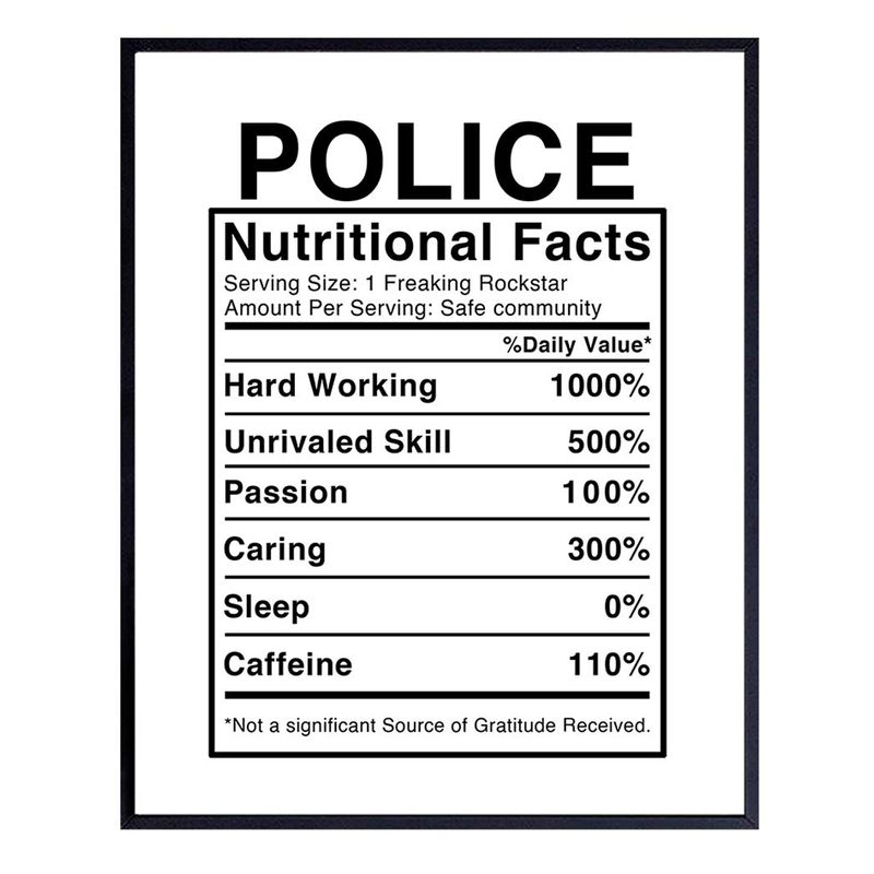 Police Nutritional Facts - 8x10 Funny Wall Art Decor Poster, Decoration ...