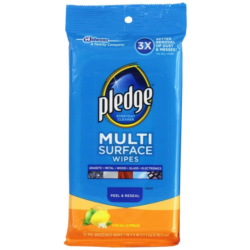 Pledge Multisurface Wipes, Fresh Citrus, 25 Wipes Per Pack - Online ...