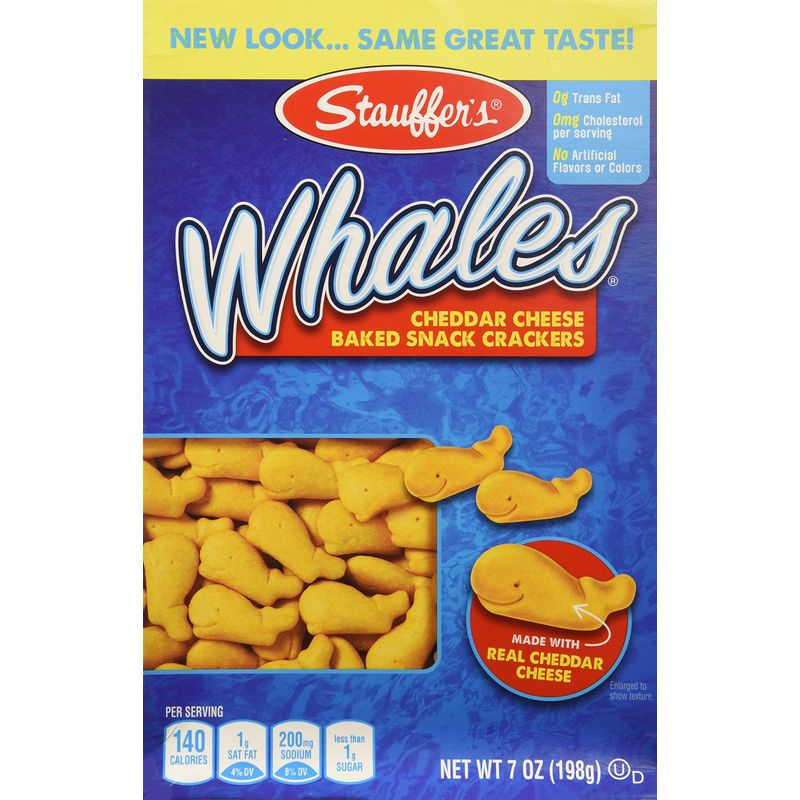 Stauffers Whales Baked Cheddar Snack Crackers, (2) 7 Oz Boxes - Online ...