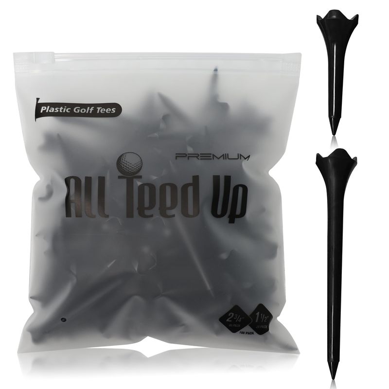 All Teed Up Premium Plastic Golf Tees - Black- 2.75 & 1.5 Inch Plastic ...