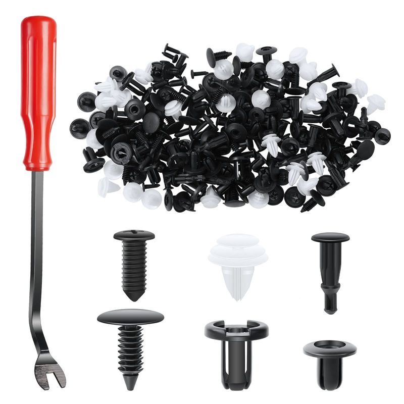 URAQT Car Mounting Clips, 130 Pieces Universal Car Black Plastic Rivets ...