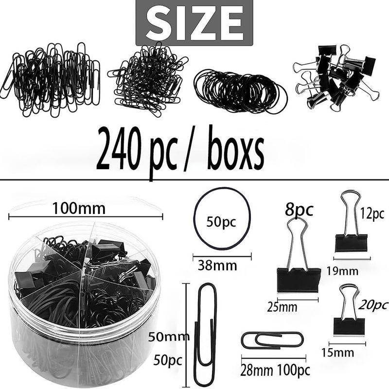 Binder Clips Paper Clips, 240 Pcs Binders & Paperclips Assorted Sizes ...
