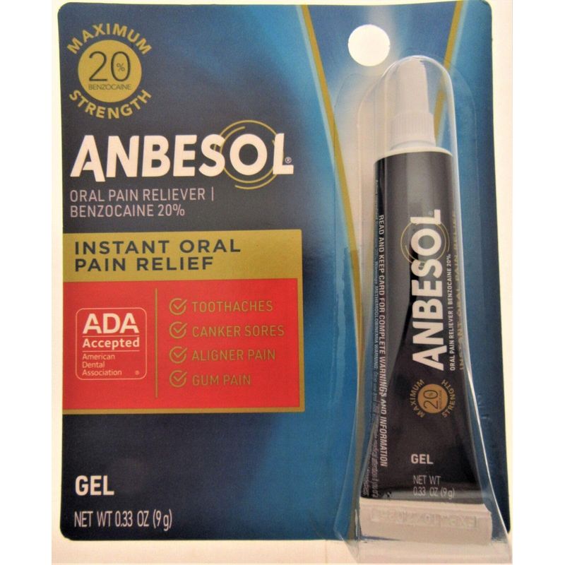 Anbesol Instant Pain Relief Gel Maximum Strength - 0.33 oz, Pack of 5 ...