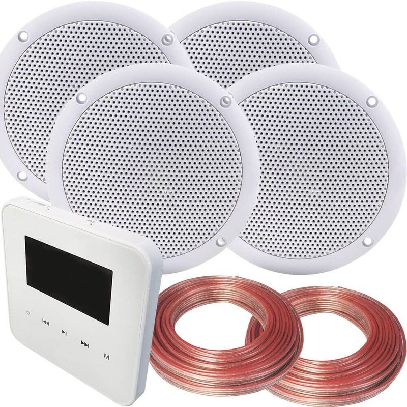 Loops 100W Speaker System - Bluetooth In-Wall Mounted Amplifier - 4x ...