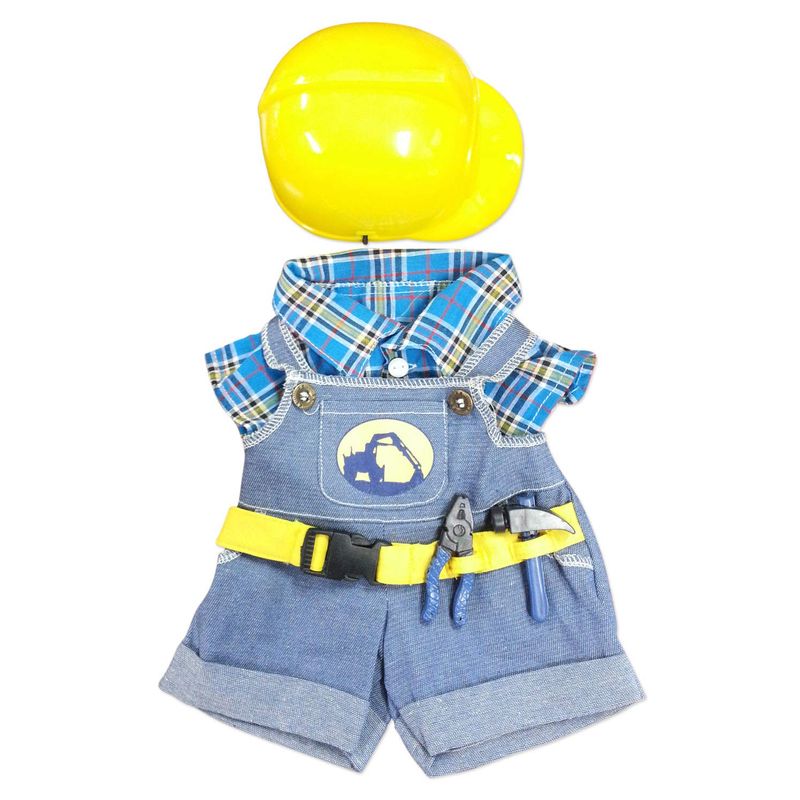 Construction Worker with Hard Hat Outfit Teddy Bear Clothes Fit 14" - 18" Build-a-bear, Vermont ...