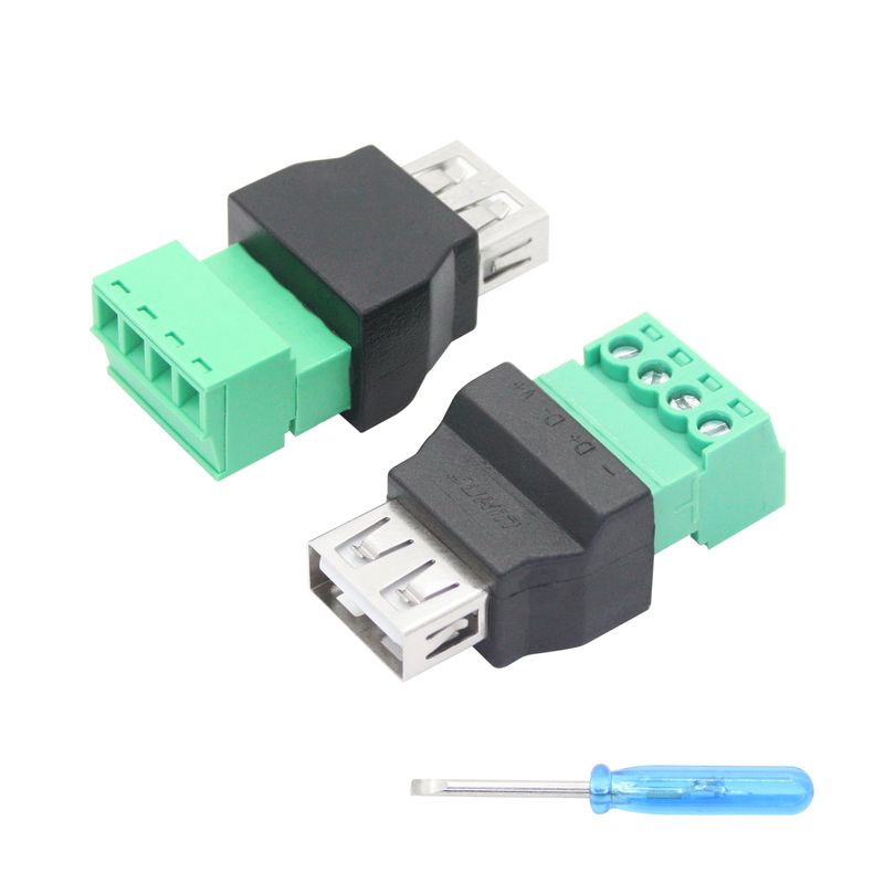 Maixbomr 2Pcs USB 2.0 A Female to 4 Pin Screw Terminal Adapter, USB A ...