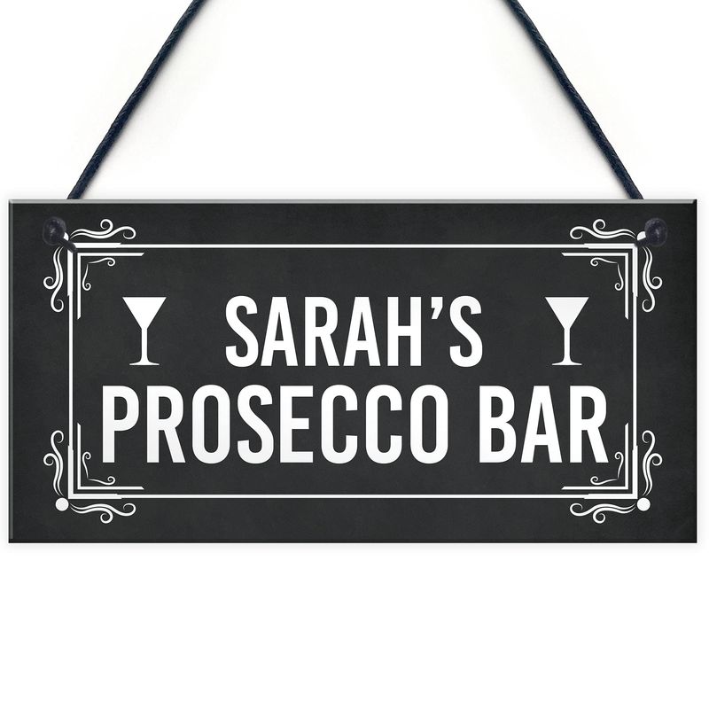 RED OCEAN Personalised Prosecco Bar Sign Hanging Door Sign Home Bar ...