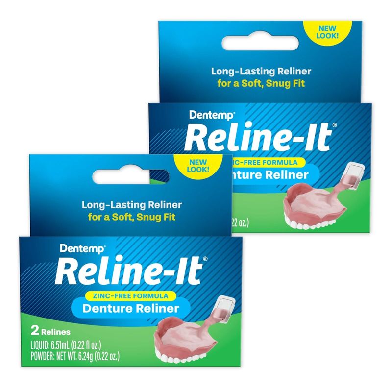 Dentemp Reline It Denture Reliner Kit 2 Count Advanced Comfort Fit For ...